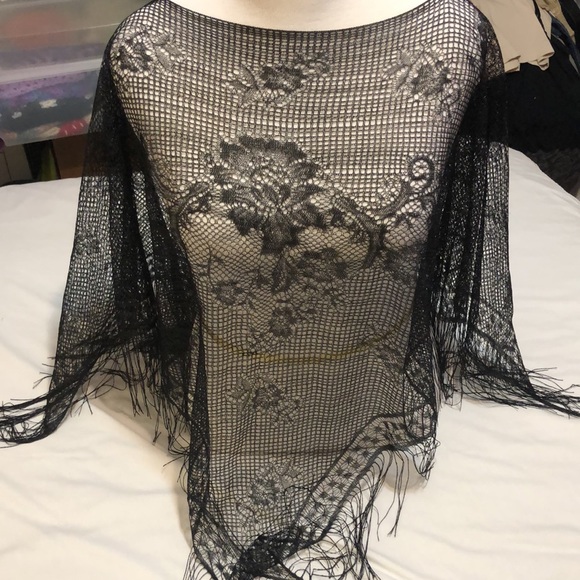 Sweaters | White Lace Poncho Boho Chic Poncho Sheer Poncho Lace Poncho ...